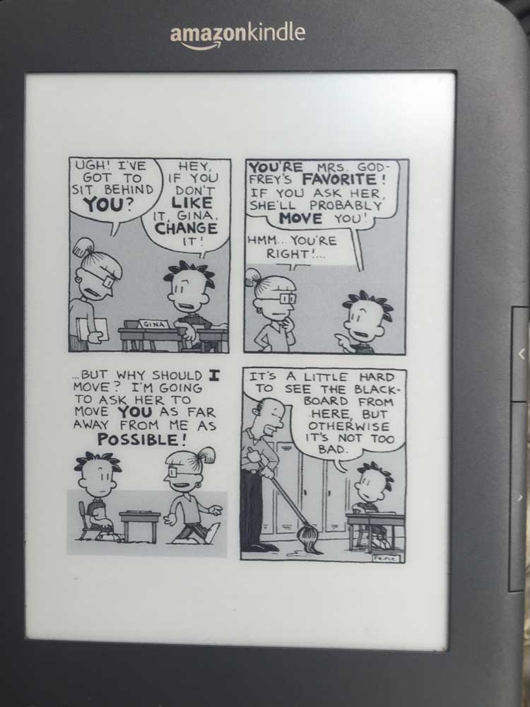 Each frame of the comic book page is full screen on your Kindle.